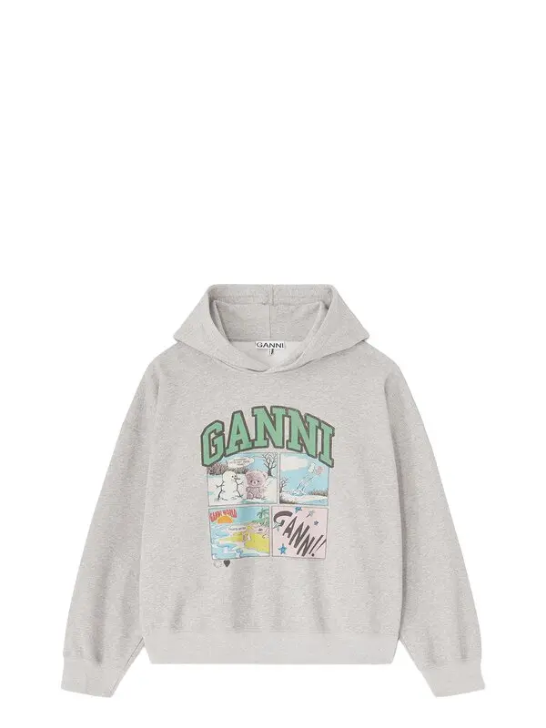 GANNI Bear Comic Graphic Hoodie - Grey