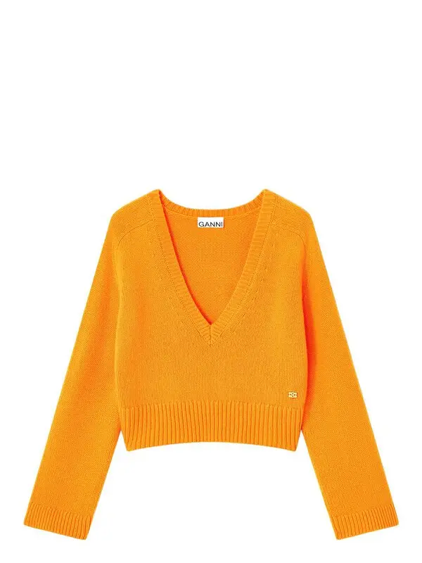 GANNI V-neck Sweater - Orange