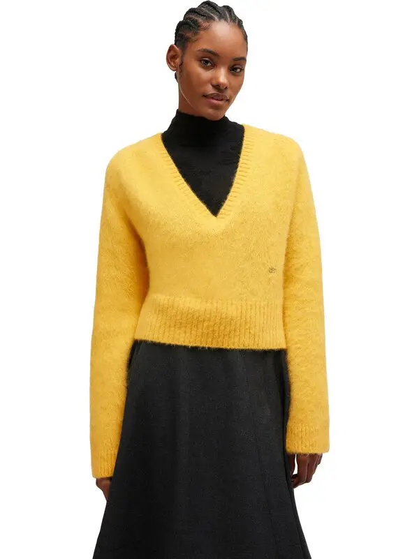GANNI V-neck Sweater - Yellow