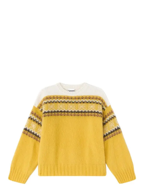 GANNI Intarsia Sweater - Yellow