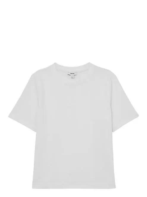REISS Ribbed Stretch-cotton T-shirt - White