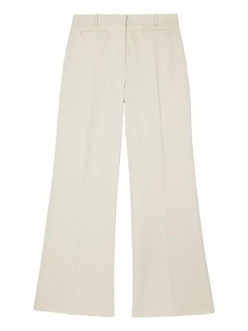 The Kooples Mid-rise Wide-leg Cotton Trousers - Beige