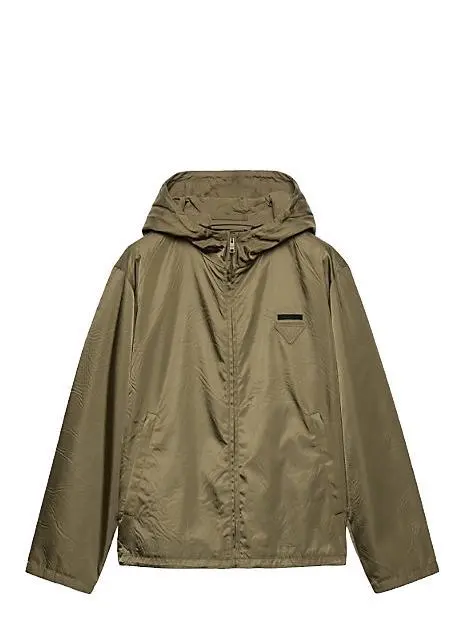 Prada Re-nylon Branded Shell Jacket - Green