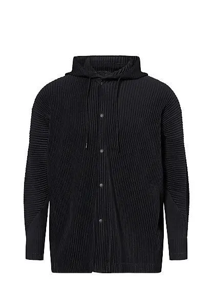 Issey Miyake Slip-pocket Pleated Knit Hoodie - Black