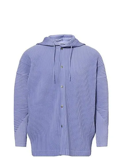Issey Miyake Slip-pocket Pleated Knit Hoodie - Manarola Wall Violet