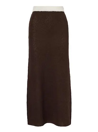 4TH & RECKLESS Contrasting-trim Knit Midi Skirt - Chocolate