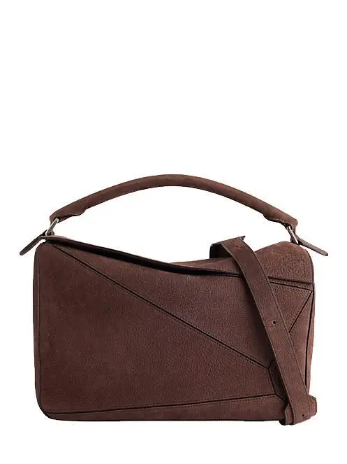 Loewe Puzzle Large Suede Top-handle Bag - Brown