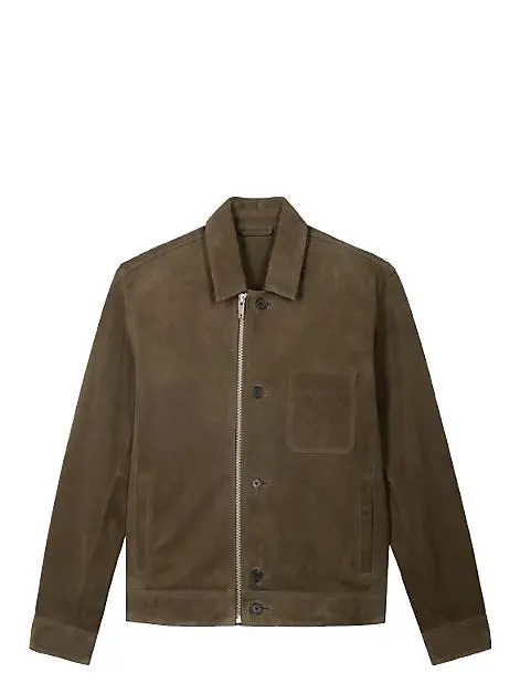 The Kooples Suede Zip-up Jacket - Kaki