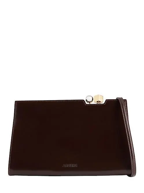 Jacquemus Le Salon Charm Leather Shoulder Bag - Dark Burgundy