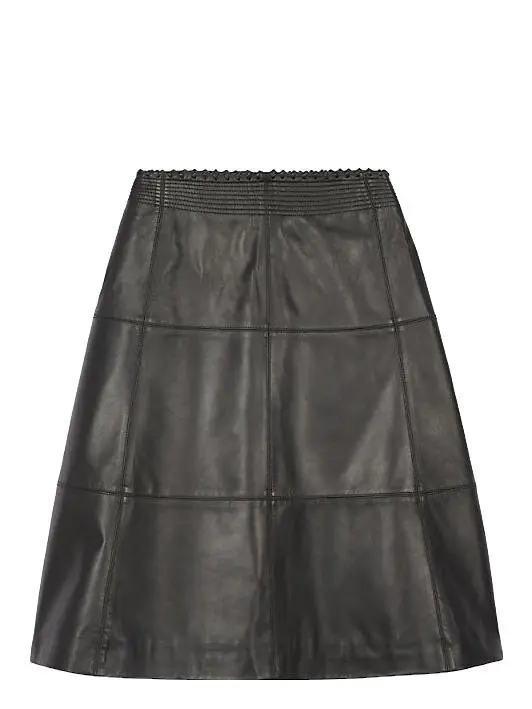 The Kooples High-rise A-line Leather Midi Skirt - Black