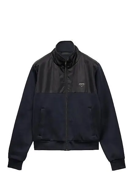 Prada Re-nylon Zipped Cotton-fleece Jacket - Blue