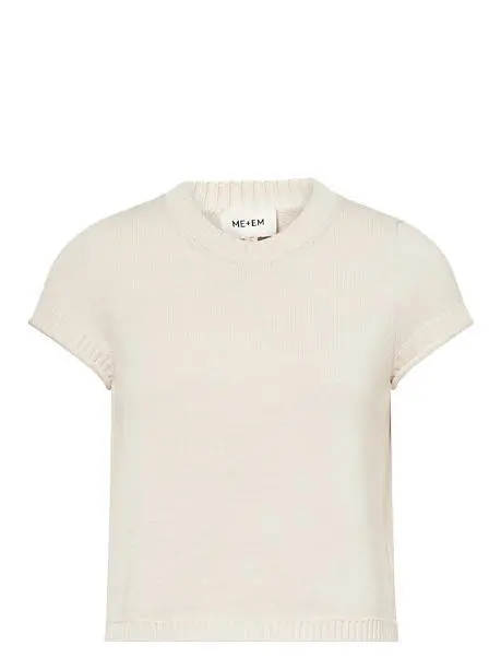ME+EM Shrunken Round-neck Knitted T-shirt - Vanilla