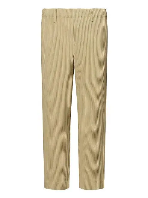 Issey Miyake Straight-leg Pleated Knit Trousers - Ct Rock Green Gray