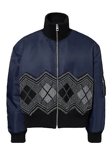 Loewe Argyle Woven Bomber Jacket - Dark Navy