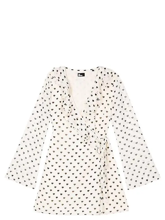 The Kooples Heart-print Woven Mini Dress - White / Black