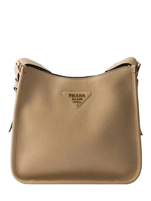 Prada Logo-plaque Leather Shoulder Bag - Neutral