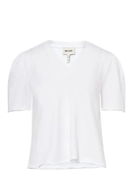 ME+EM Raw-trim V-neck Cotton T-shirt - Bright White