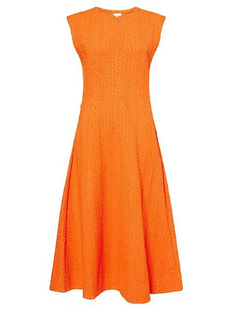 ME+EM Jacquard Stretch-woven Midi Dress - Tangerine Orange
