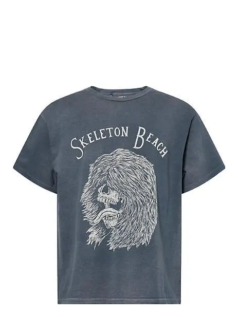 GALLERY DEPT. Skeleton Beach Grit Graphic-print Cotton T-shirt - Light Vintage Black
