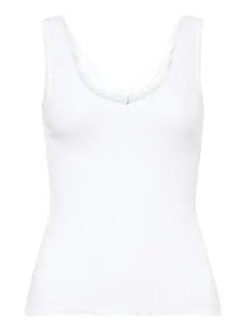COU COU Scoop-neck Pointelle-knit Cotton Tank Top - White
