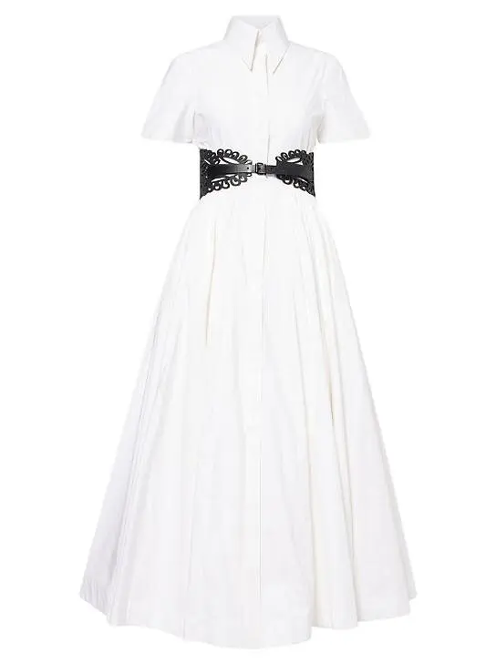 Mona Alshebil Belted Cotton Maxi Dress - Ivory
