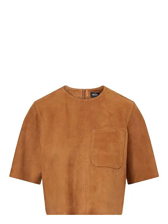 ME+EM Luxe Round-neck Suede T-shirt - Cigaro Brown