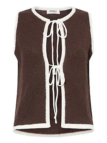 4TH & RECKLESS Contrasting-trim Woven Top - Chocolate