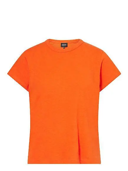 ME+EM Round-neck Cotton And Hemp T-shirt - Tangerine Orange