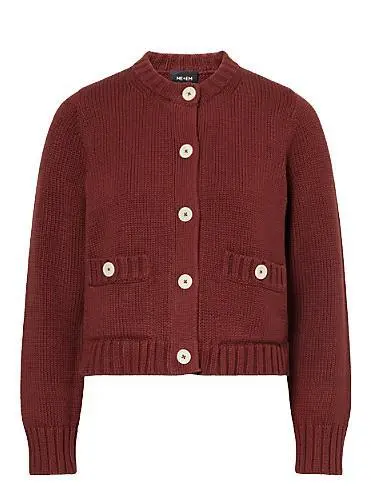 ME+EM Patch-pocket Cotton Knit Cardigan - Cinnamon Brown