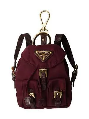 Prada Mini Icon Re-nylon Bag Charm - Burgundy
