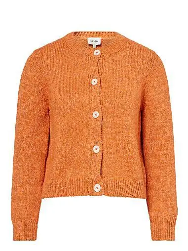 ME+EM Relaxed-fit Knitted Cotton Cardigan - Tangerine Orange Mou