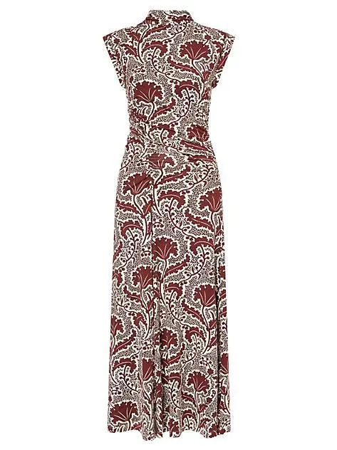 ME+EM Printed Stretch-jersey Maxi Dress - Cinnamon Brown Multi
