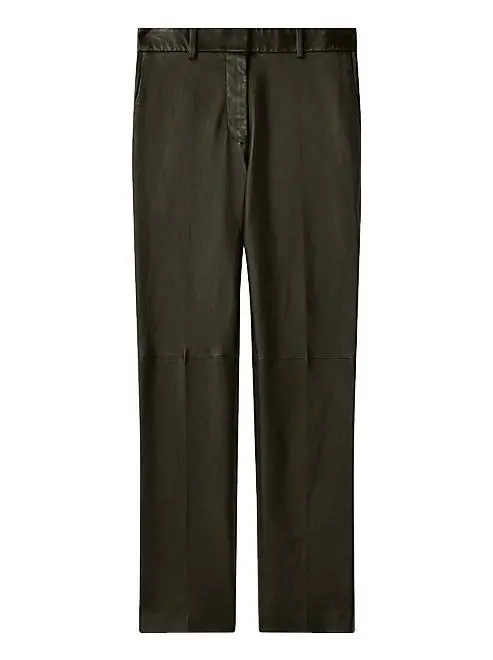 JOSEPH Coleman Slim-fit Leather Trousers - Palm Leaf