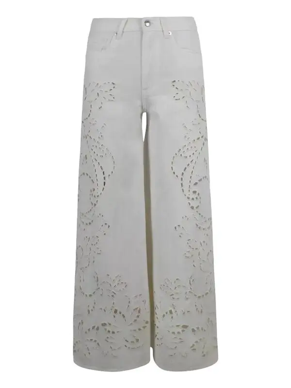 ERMANNO FIRENZE Broderie-anglaise Cut-out Trousers - White