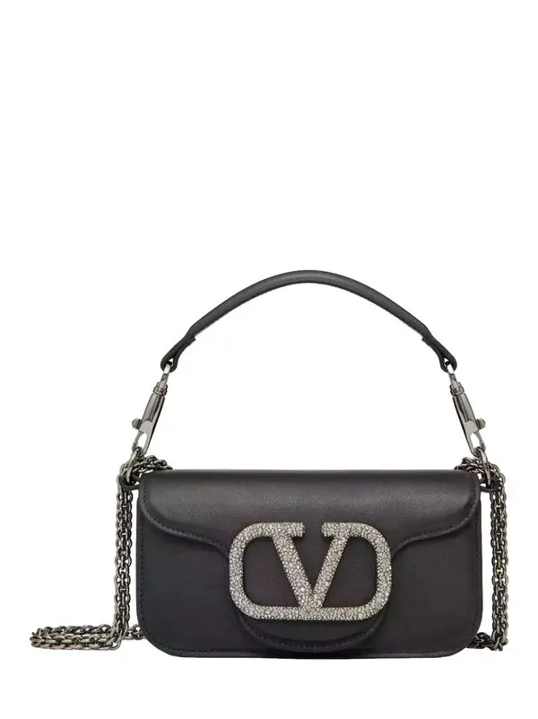 Valentino Garavani Locò Small Shoulder Bag With Jewel Logo - Black