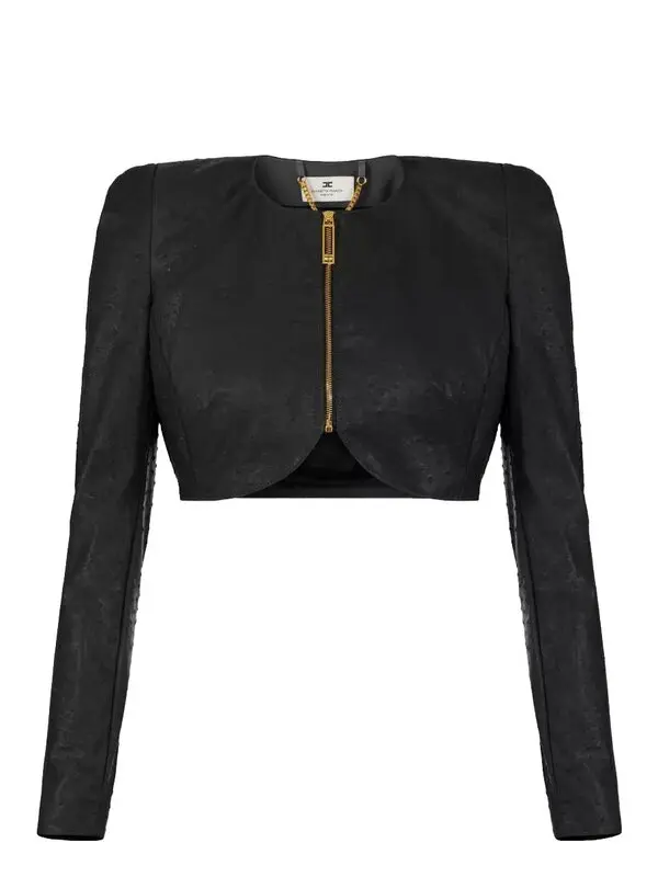 Elisabetta Franchi Zip-front Cropped Jacket - Black