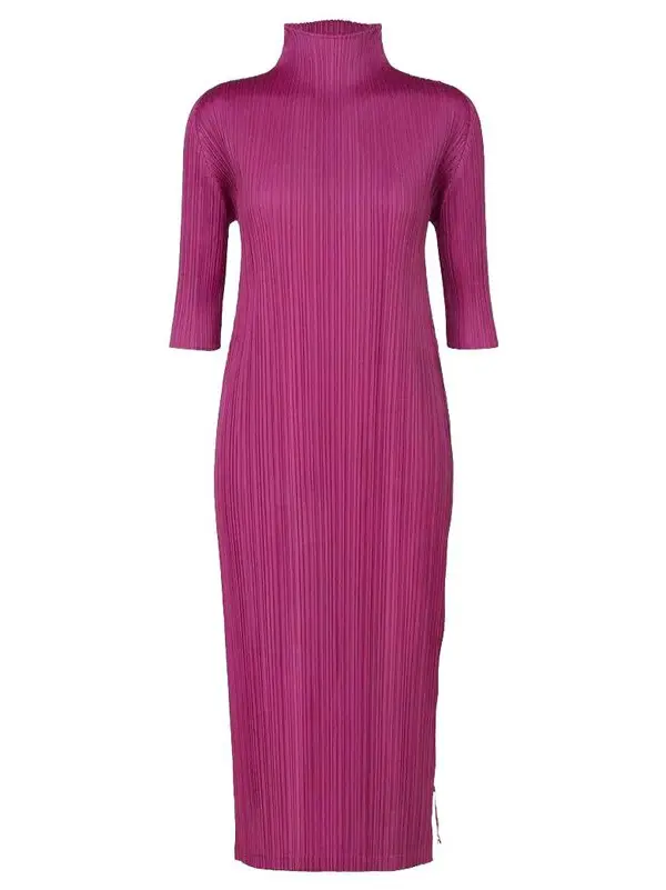 Issey Miyake Pleated High-neck Dress - Pink