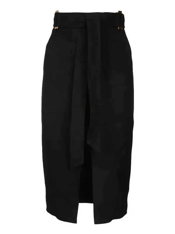 Elisabetta Franchi Midi Skirt With Belt - Black