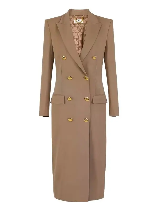 Elisabetta Franchi Buttoned Double-breasted Coat - Brown