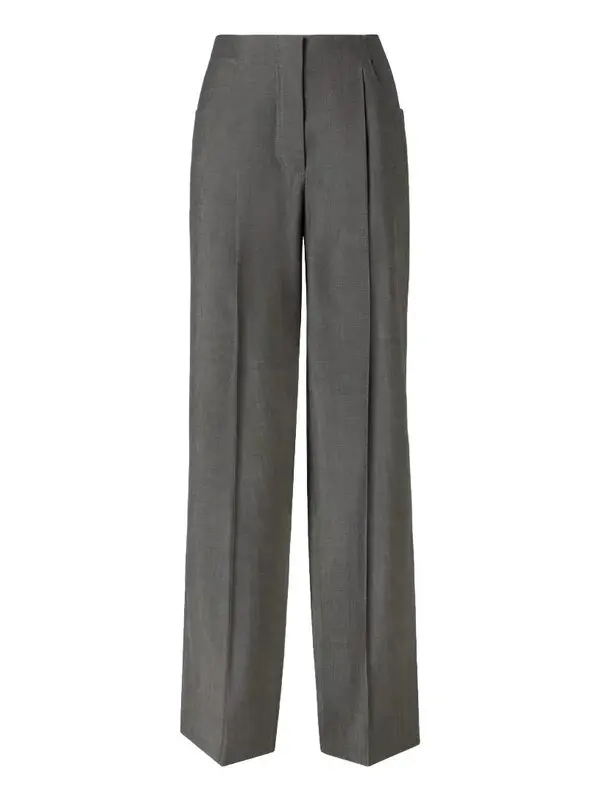 Fendi Pleated Wide Leg Trousers - Grey