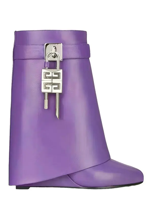 Givenchy Shark Lock Ankle Boots - Purple