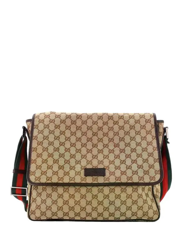 Gucci Web Strap Gg Canvas Medium Messenger Bag - Brown