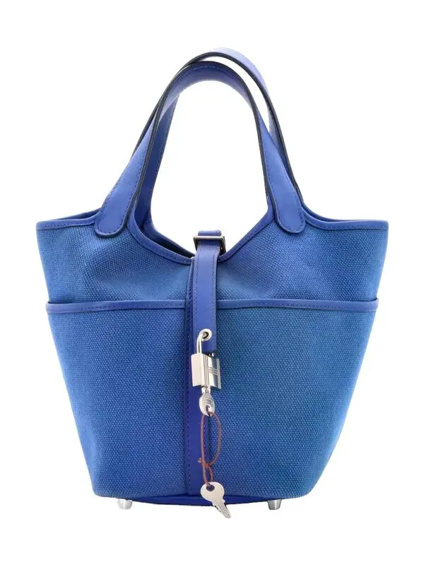 Hermès Cargo Picotin Lock Pm Bucket Bag Canvas And Swift - Blue