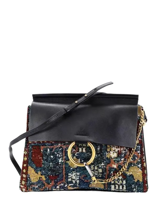 Chloé Faye Leather And Tapestry Shoulder Bag - Black