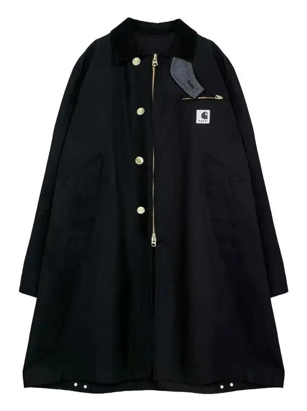 Sacai Corduroy-collar Cotton Jacket - Black
