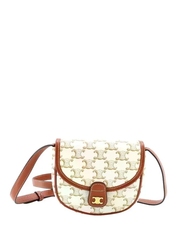Celine Besace Flap Bag Triomphe Coated Canvas - Neutrals