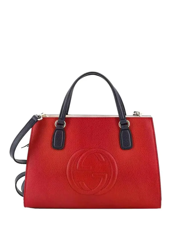 Gucci Soho Convertible Top Handle Leather Satchel Medium - Red