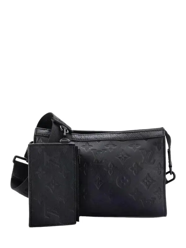 LOUIS VUITTON Gaston Wearable Wallet Monogram Shadow Leather Crossbody Bag - Black