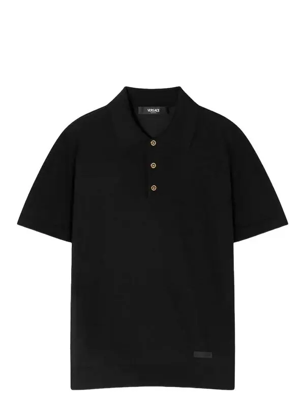 Versace Logo-patch Polo Shirt - Black