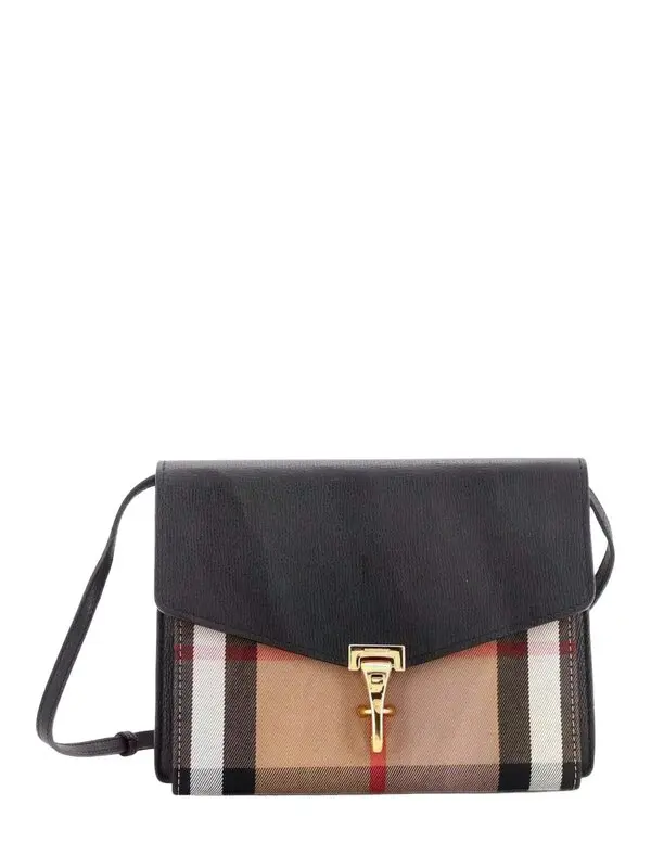 Burberry Macken Leather And House Check Canvas Small Crossbody Bag - Black